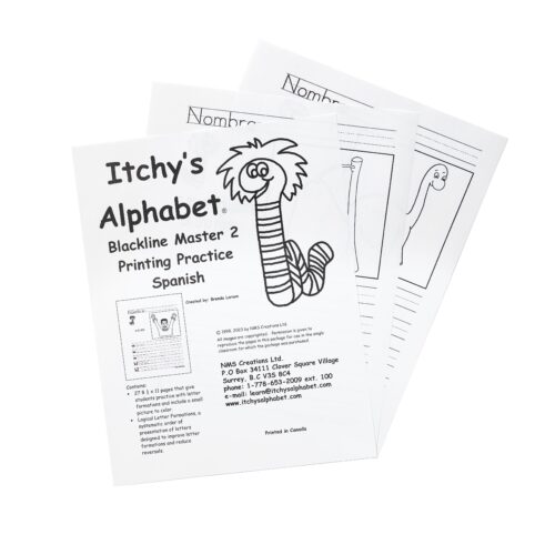 Blackline Master 2 - Printing Practice Spanish - Itchy's Alphabet