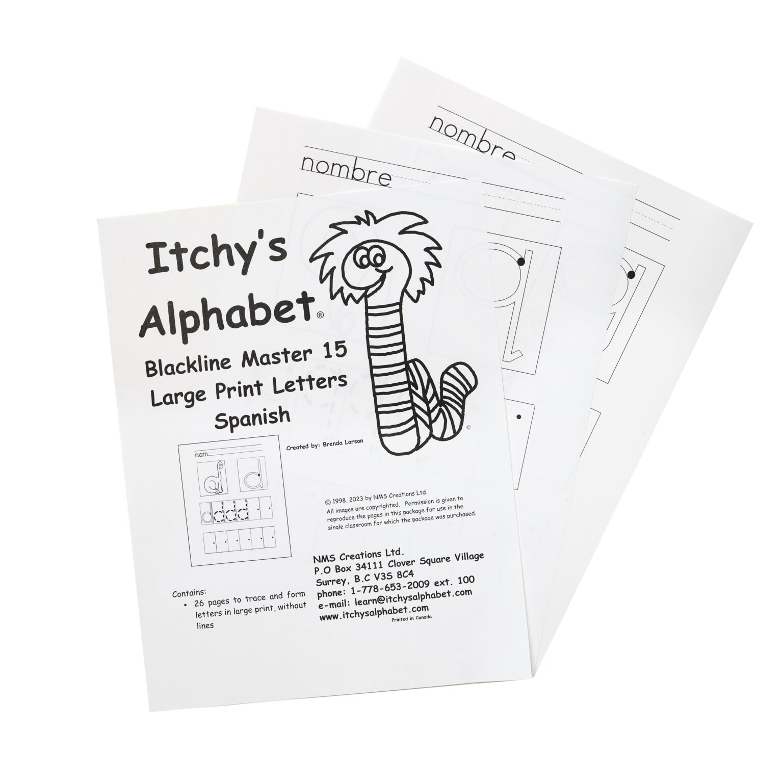 Blackline Master 15 - Large Print Letters Spanish - Itchy's Alphabet