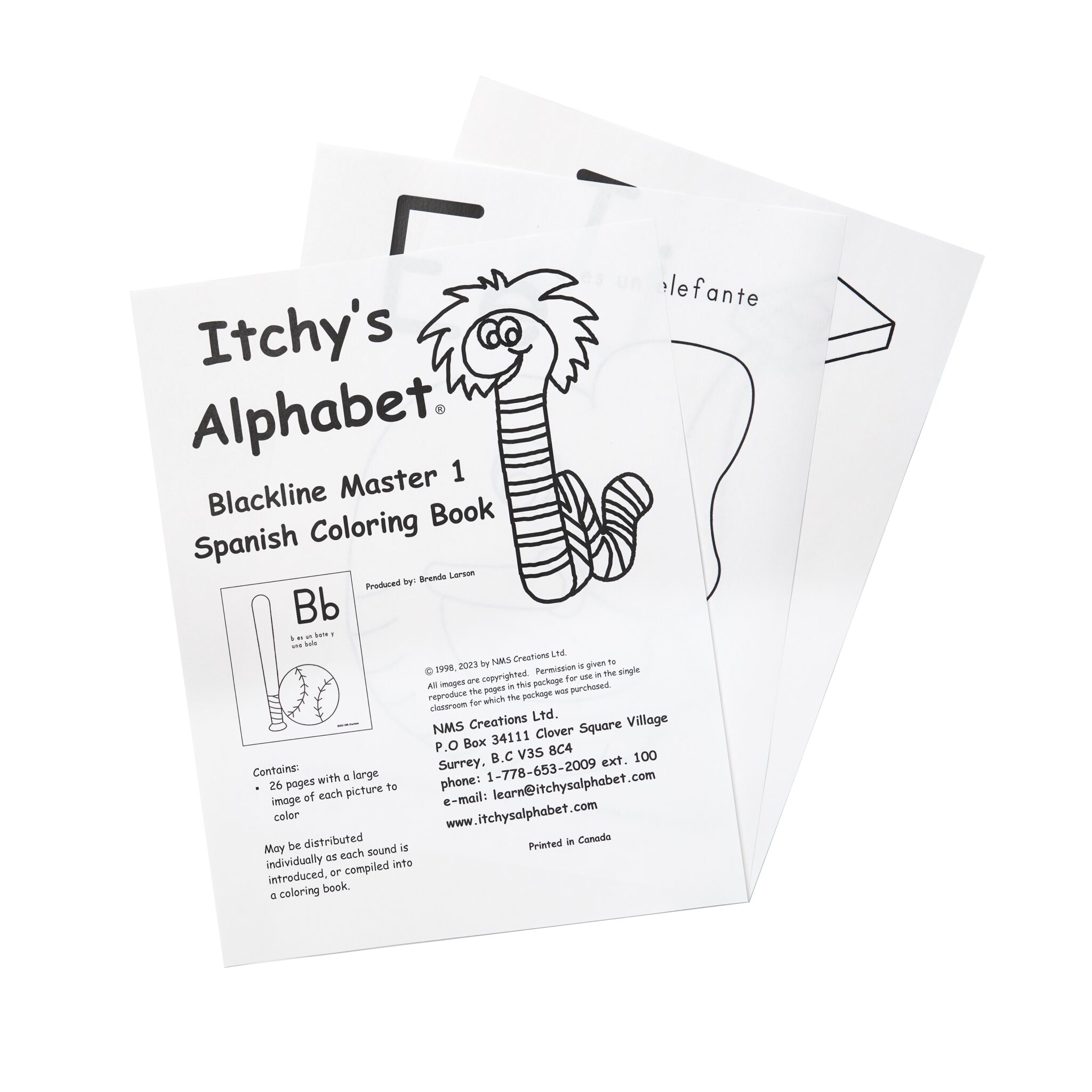 Blackline Master 1 Colouring - Book Spanish - Itchy's Alphabet