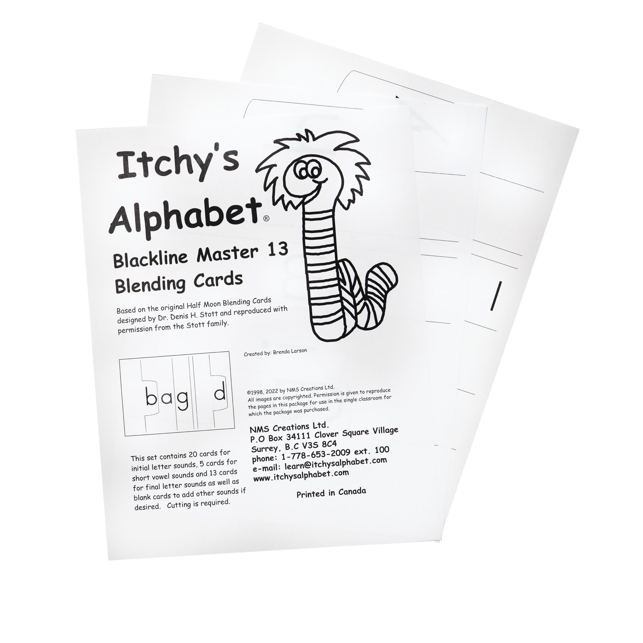 Blackline Master 13 - Blending Cards - Itchy's Alphabet