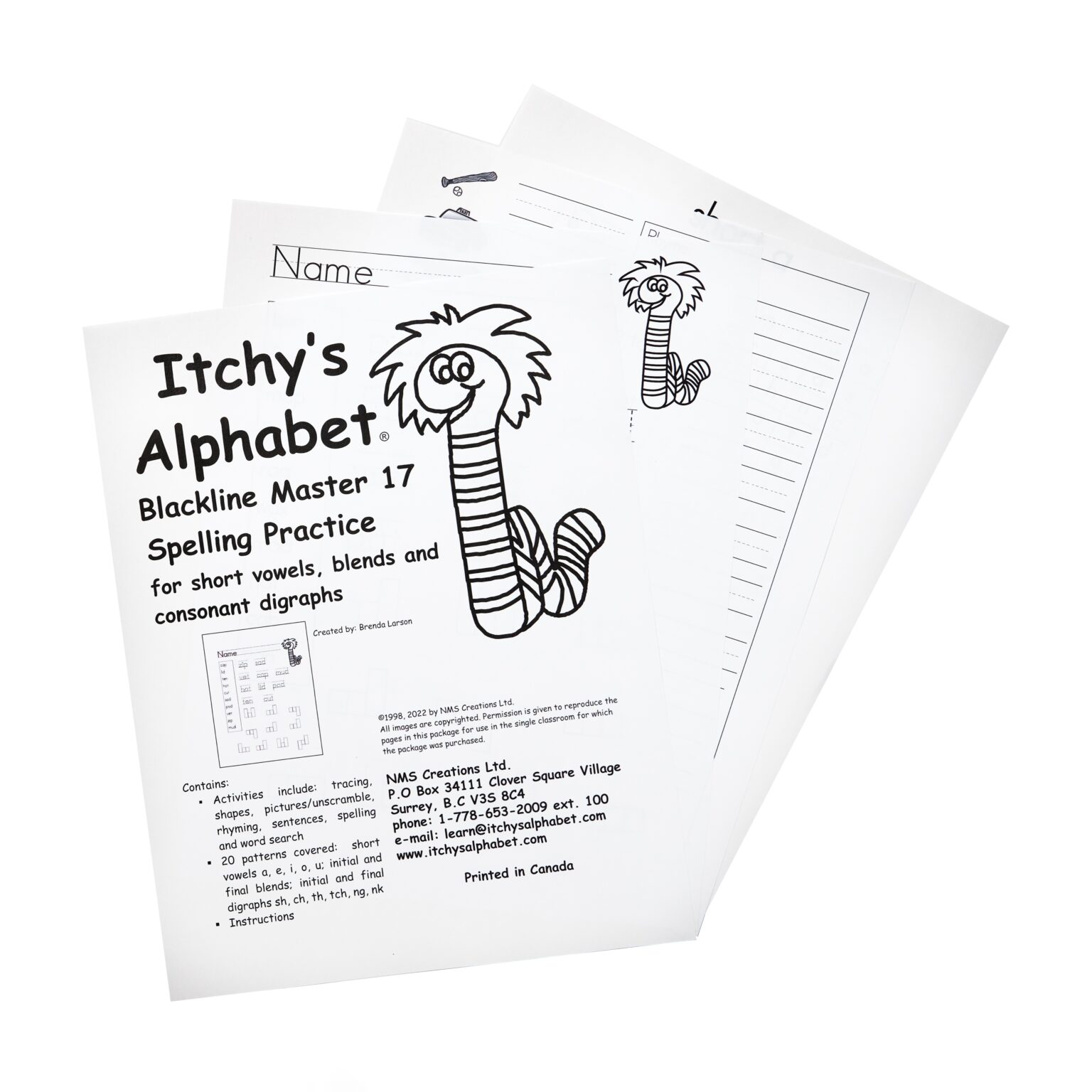 Blackline Master 17 - Spelling Short Vowel Words - Itchy's Alphabet