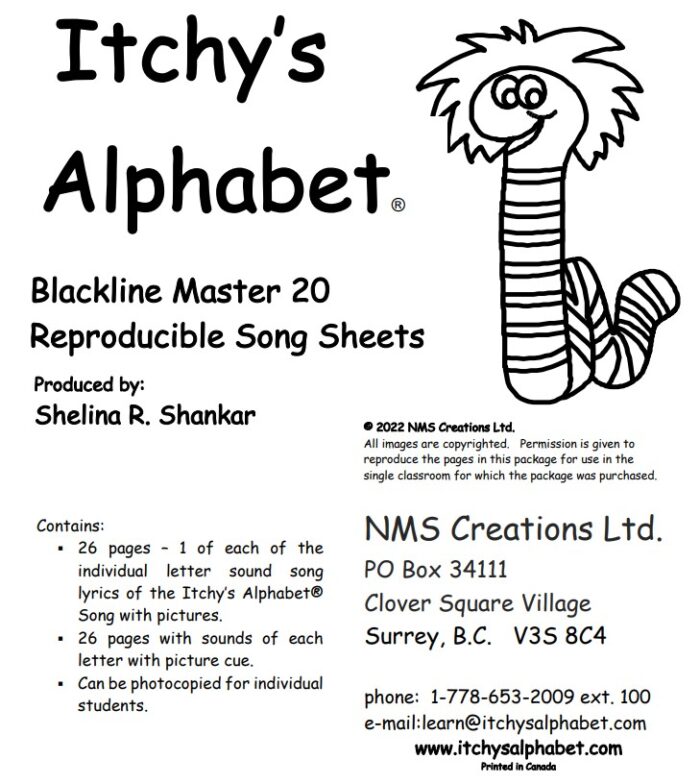 Blackline Master 20 - Reproducible Song Sheets - Itchy's Alphabet
