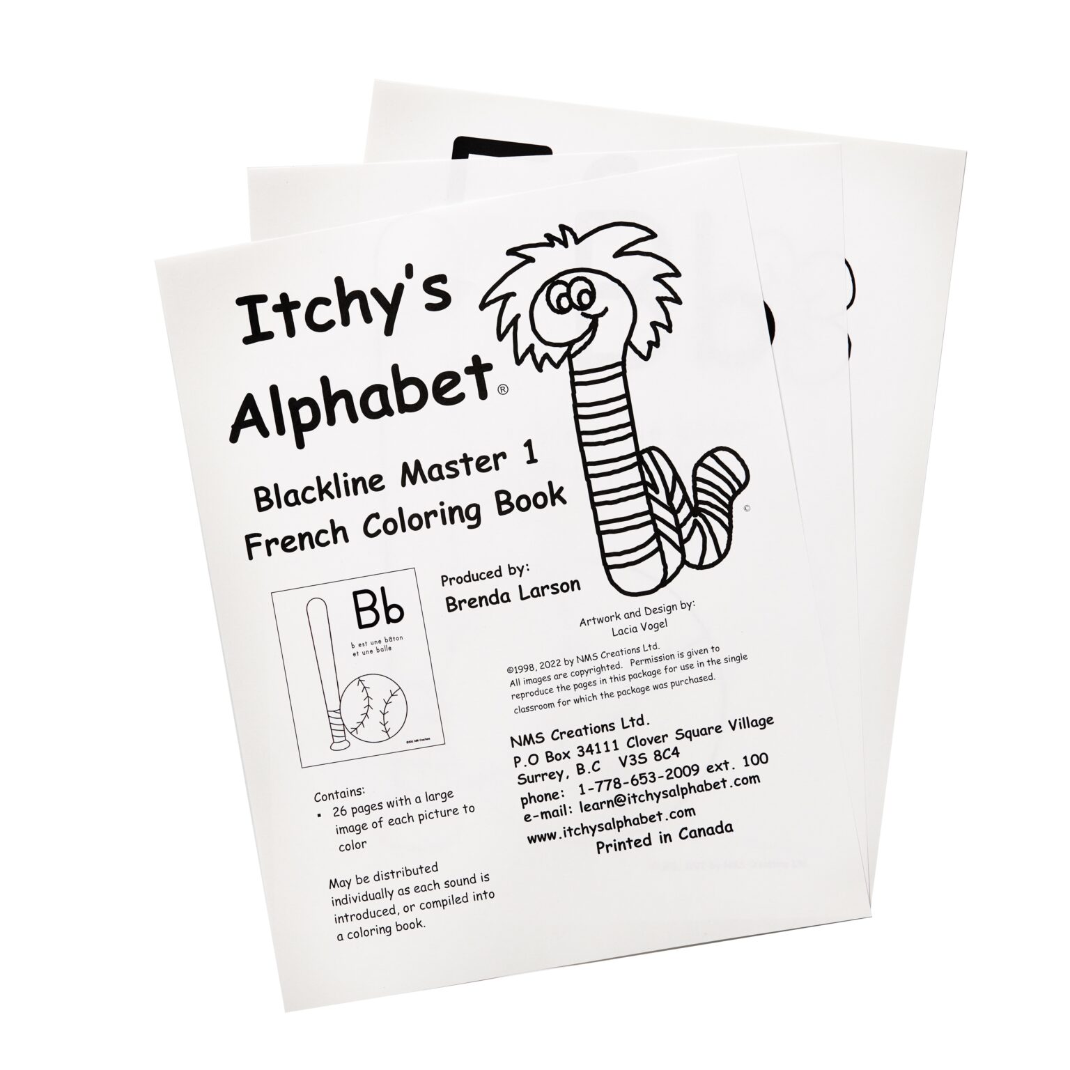 Blackline Master 1 - Colouring Book French - Itchy's Alphabet